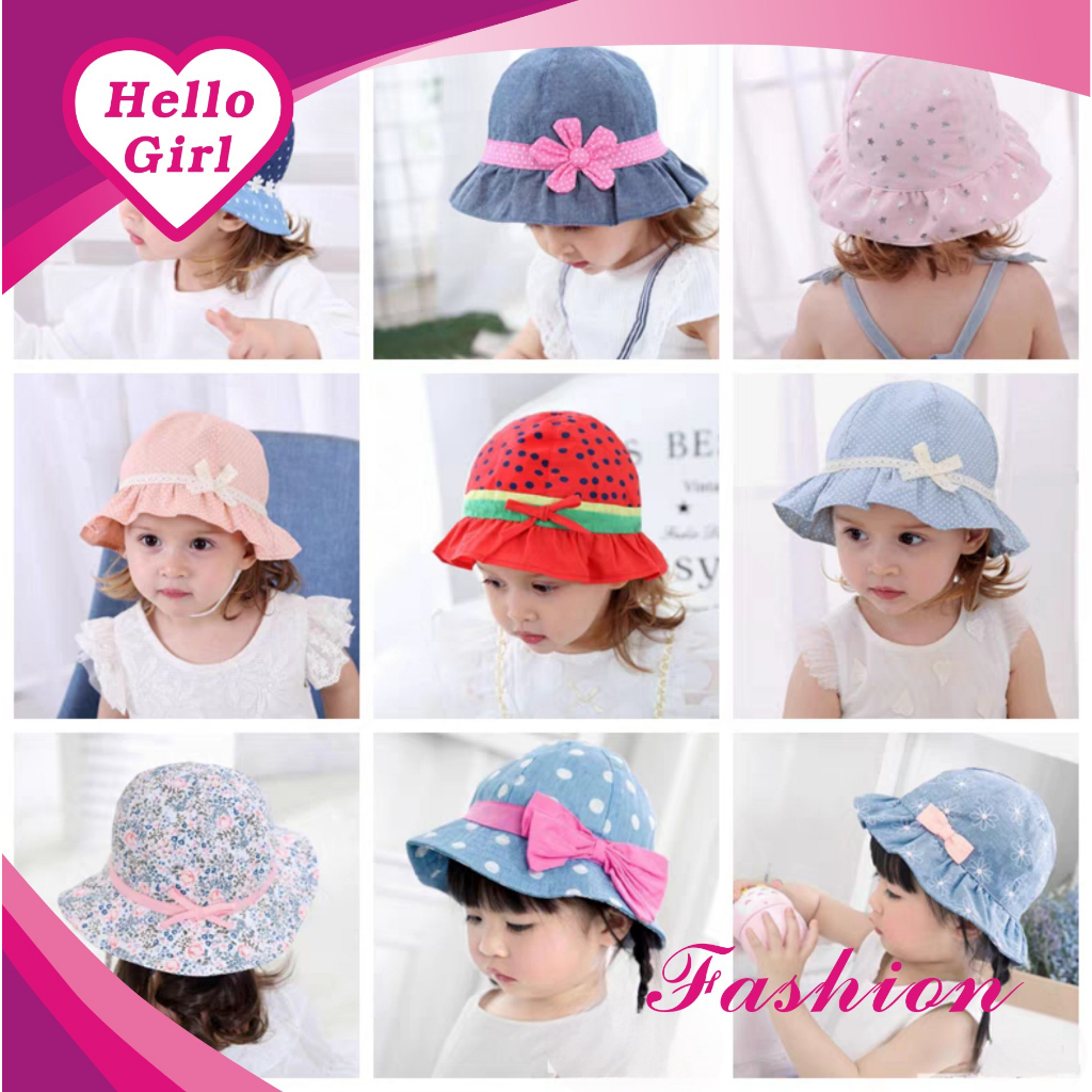 Jual (Hello Girl)MZ25 Bucket Hat/Topi Anak Kecil Umur 2-6 Tahun Motif ...