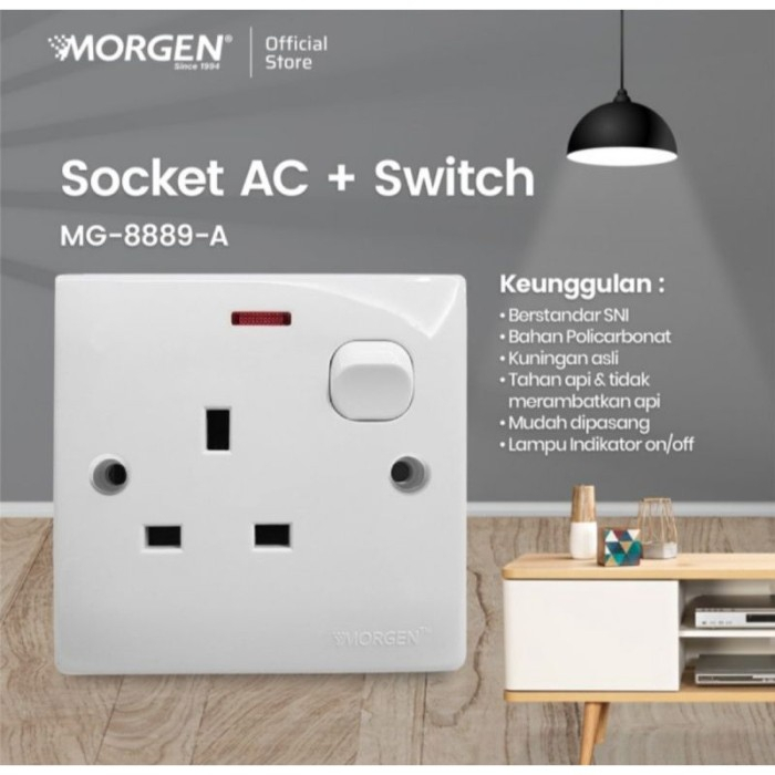 Jual MG-8889A Colokkan AC MORGEN Stop Kontak AC MORGEN IB Tipe C - MG-8889A | Shopee Indonesia