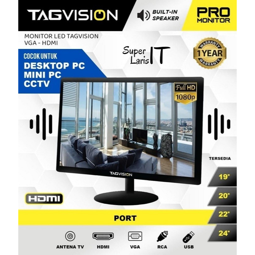 Jual MONITOR TAGVISION 24" INCH - GAMING MONITOR VGA HDMI AUDIO TAG ...