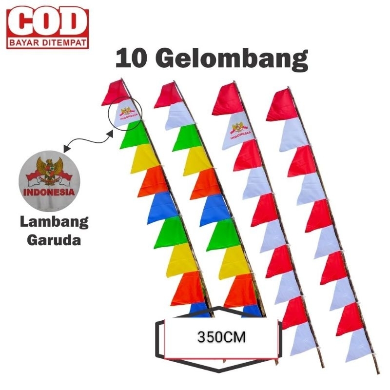 Jual Bendera Umbul-Umbul 10 Titik Panjang 3,5M Warna Warni Merah Putih Gergaji | Shopee Indonesia