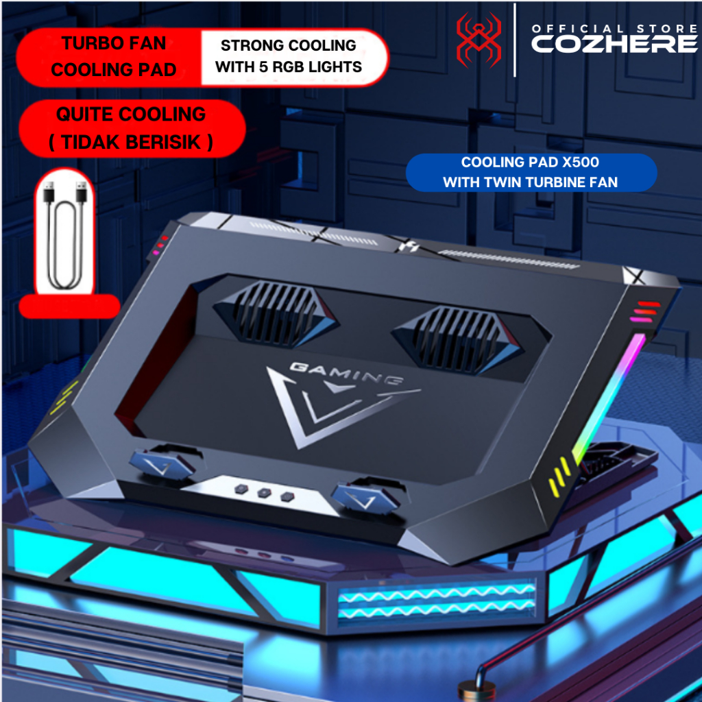 Jual Cooling Pad Laptop Gaming Kipas Pendingin Laptop Turbocharged RGB ...