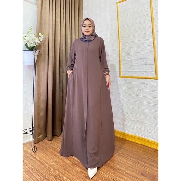 Jual Gamis polos busui friendly bahan crinkle airflow adem jatuh simple ... Jual Gamis polos busui friendly bahan crinkle airflow adem jatuh simple ...