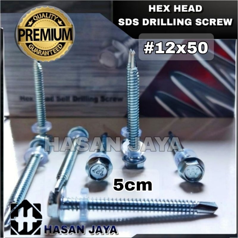 Jual Baut Drilling Sekrup Roofing Baut Baja Ringan 12x50 (5cm) | Shopee ...