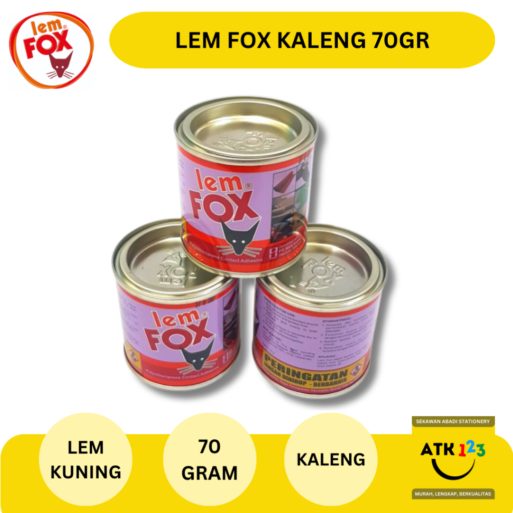 Jual FOX Kaleng / Lem Super Aibon / Lem Kuning Merk Fox Botol 70 gram ...