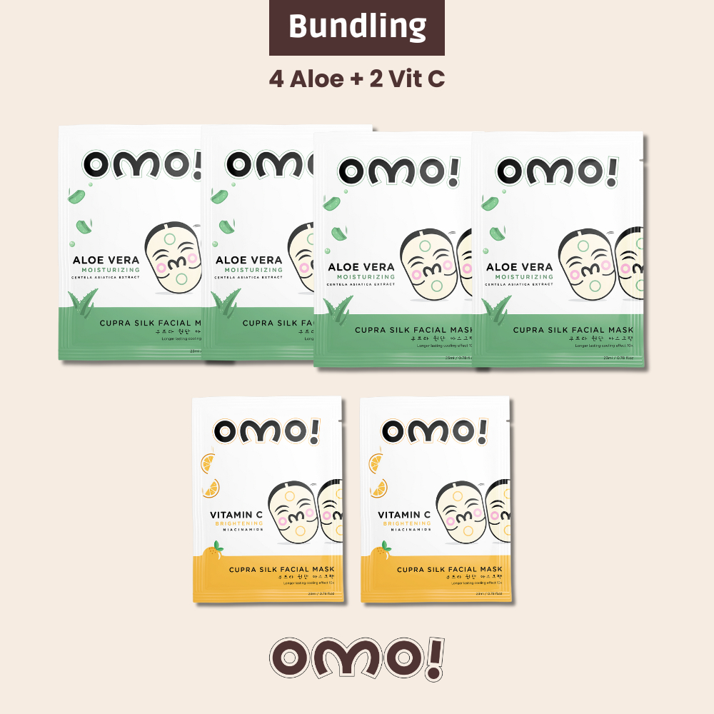 Jual OMO! Cupra Silk Facial Mask ( 6 pcs - Sheet Mask) 4 Aloe Vera + 2 ...