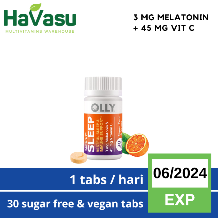Jual Olly Sleep Fast Dissolve Tablets 3mg Melatonin Extra Strength 5mg ...