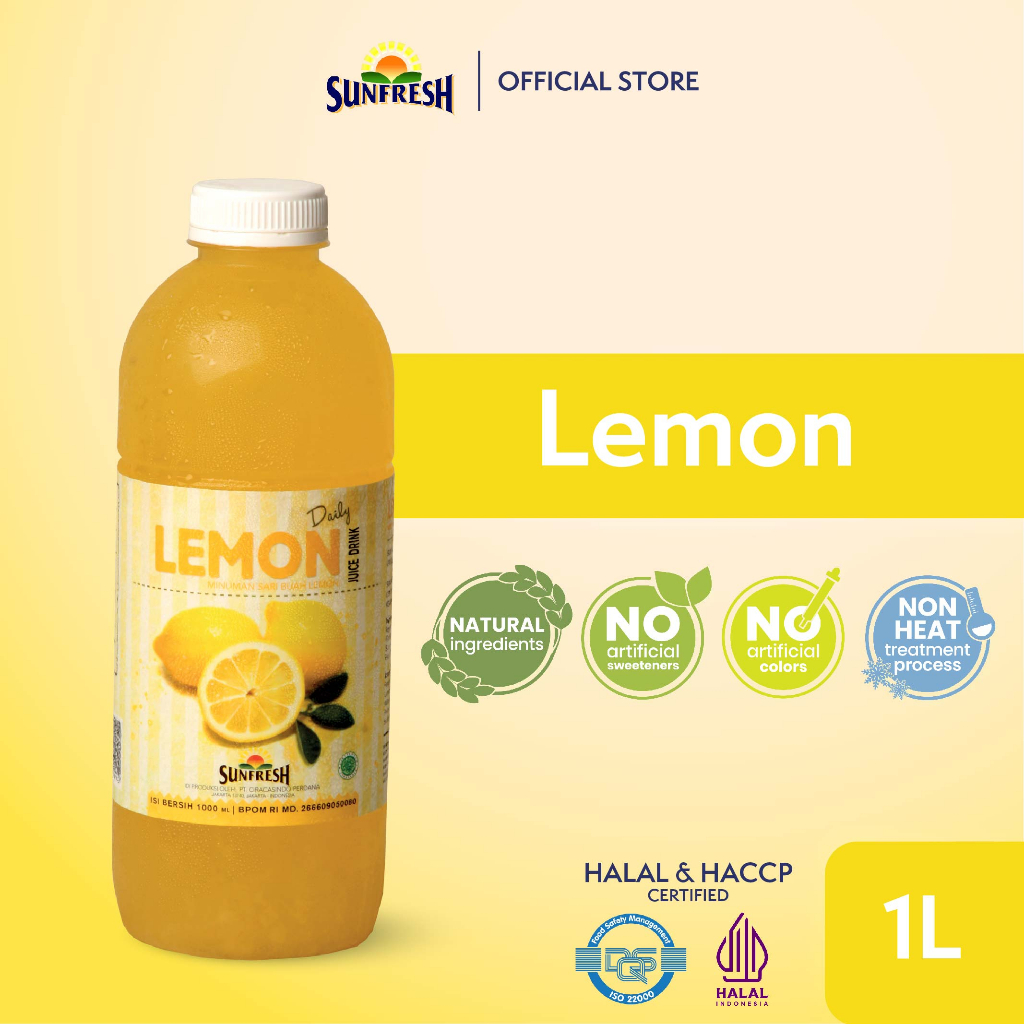Jual Sunfresh Daily Lemon Juice 1 Liter Mengandung Vitamin C, A & B6 ...