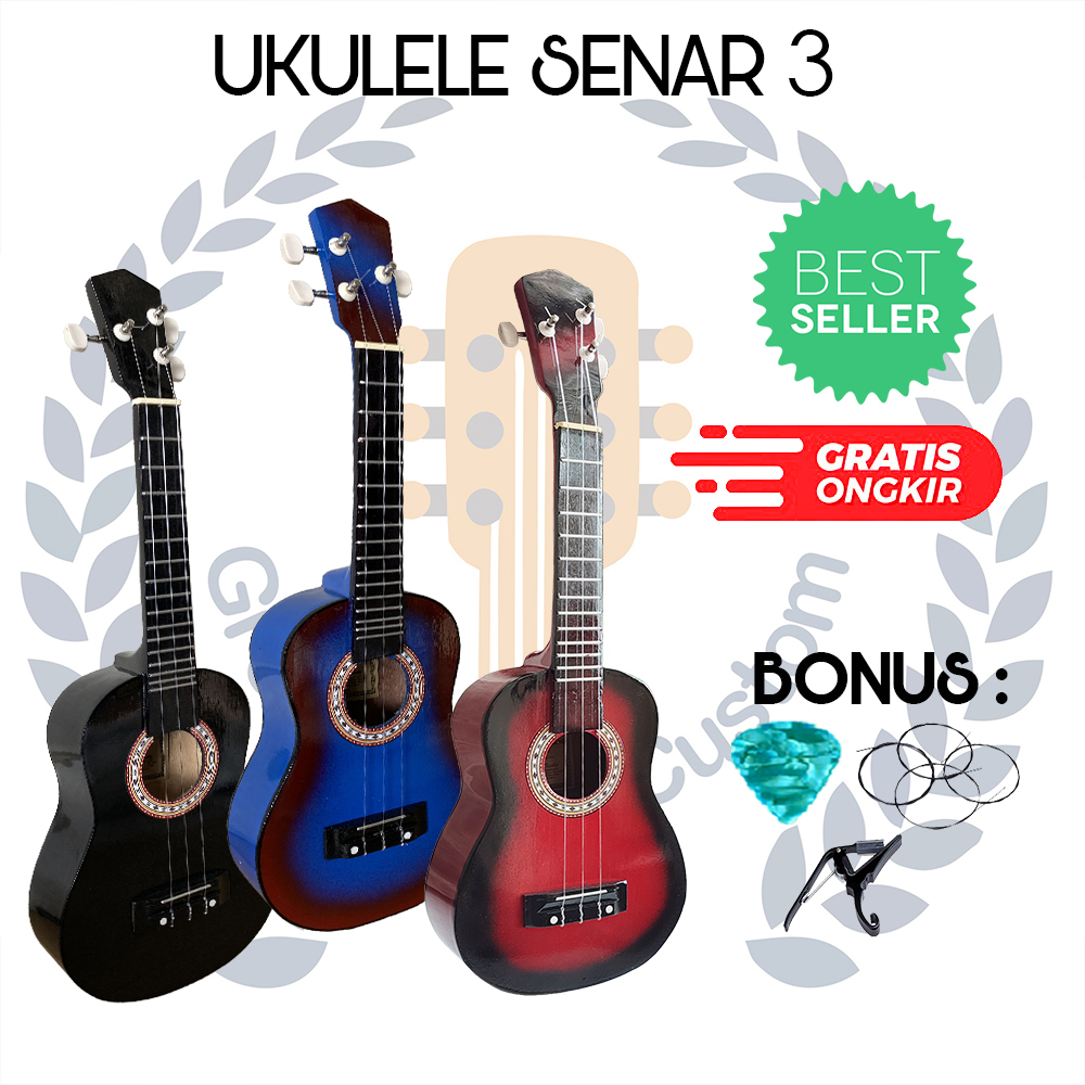 Jual Gitar Ukulele/Kencrung Senar 3 Akustik Bergaransi Packing Kardus ...