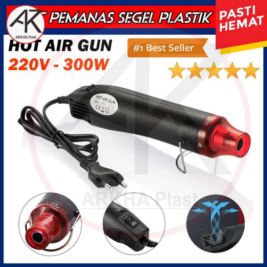 Jual Alat Pemanas Segel Plastik Hot Gun Blower Heat Solder Uap 300W ...