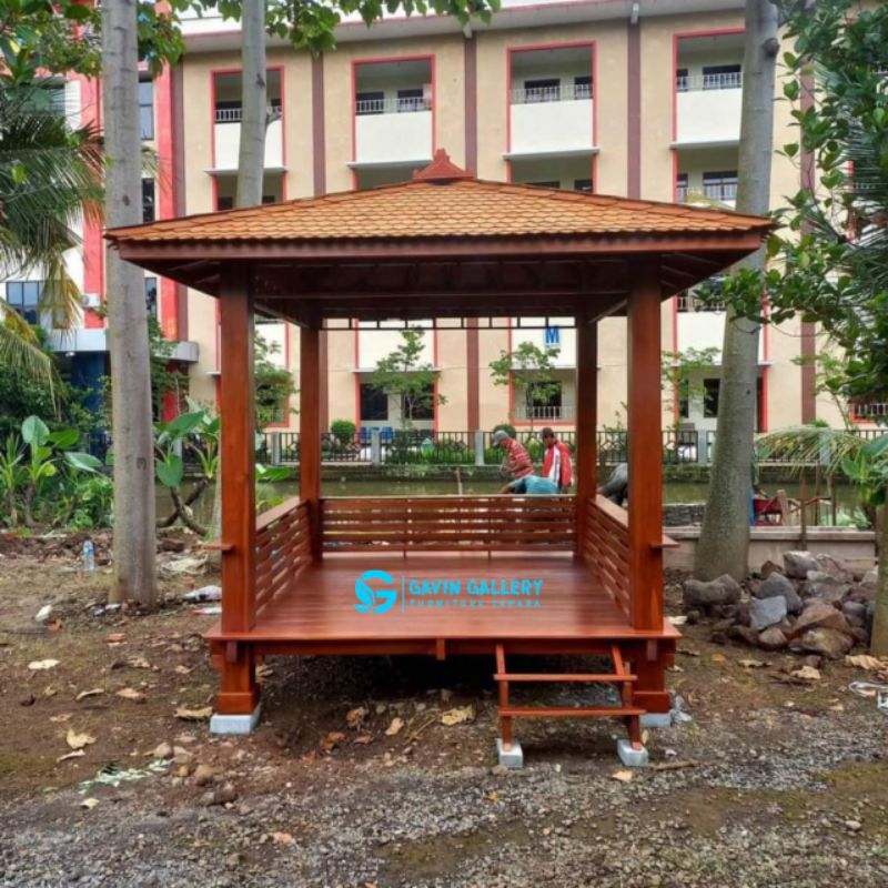 Jual GASEBO MINIMALIS KAYU JATI 2x2 ATAP SIRAP KAYU ULIN JATI PILIHAN ...