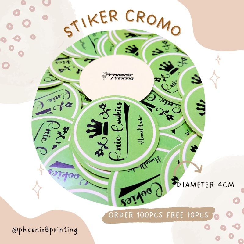 Jual Cetak Stiker Cookies Bahan Cromo Bulat Diameter 4cm | Shopee Indonesia