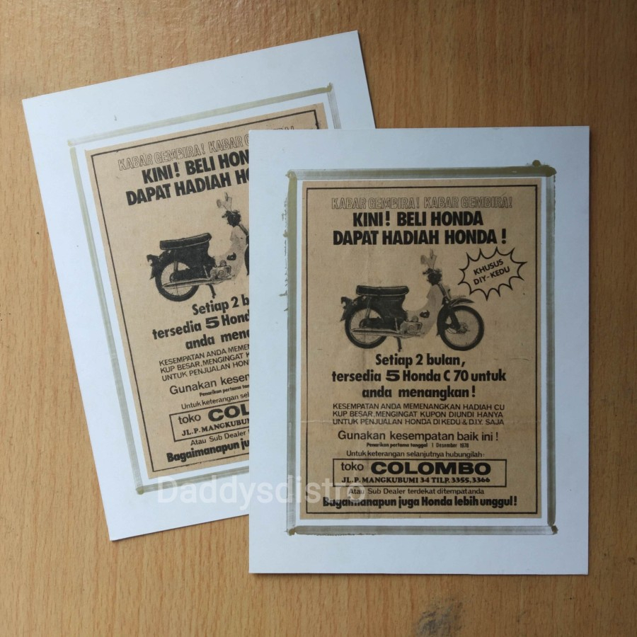 Jual Iklan motor HONDA C70 koran asli jadul lawas dokumentasi dekorasi ...
