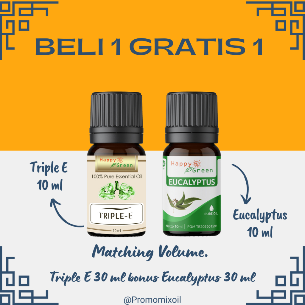 Jual Happy Green Triple E Essential Oil - Minyak Pelega pernapasan Triple Eucalyptus | Shopee ...