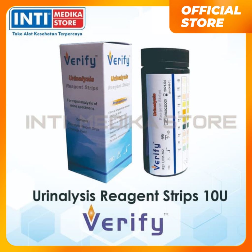 Jual VERIFY - Urinalysis Reagent Strip 10U BOX Isi 100pcs | Alat Test ...