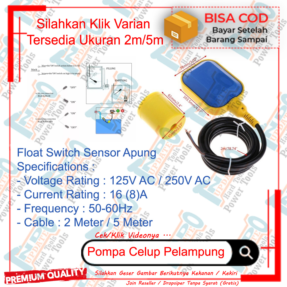Jual Alat Plampung Pelampung Float Switch Pompa Pam Air Tangki/Toren ...
