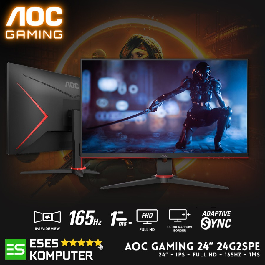Jual Monitor AOC 24G2SPE 24" IPS 165Hz 1ms FHD Gaming Adaptive Sync ...