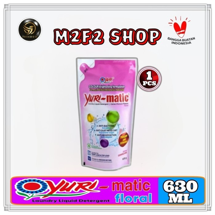 Jual Yuri Matic Laundry Liquid Detergent Floral - 630 gr (Kemasan ...