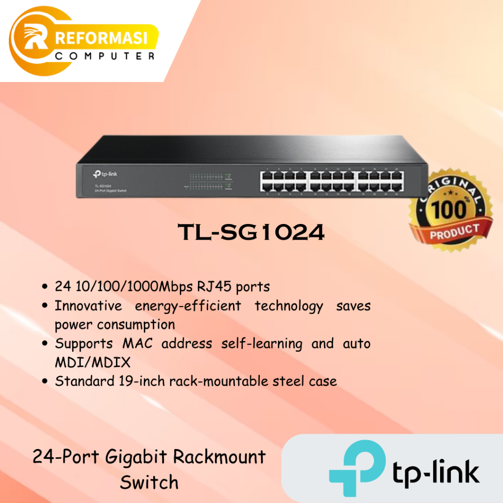 Jual TP-Link TL-SG1024 24-port Gigabit Switch 19-inch rack-mountable ...