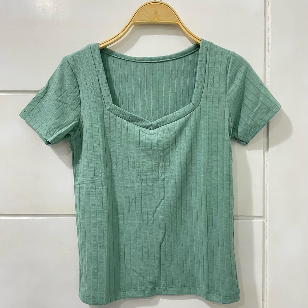 Jual Atasan Square neck rib wanita / Kaos Rajut wanita / Kaos abg knit ...