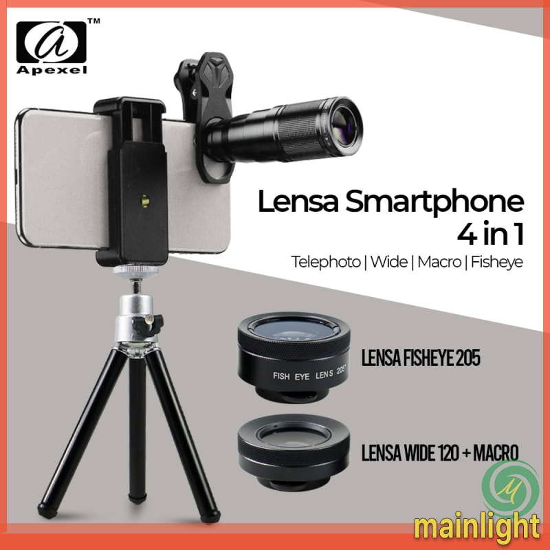 Jual APEXEL Telezoom Lensa Smartphone Plus Tripod Mini Wide Macro ...
