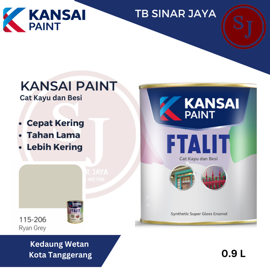 Jual Cat Kayu dan Besi Kansai Paint Ftalit Warna Gloss 1KG 115 - 206 ...