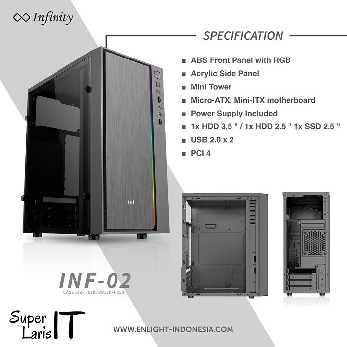 Jual Casing PC Komputer Infinity F02 RGB INCLUDE PSU 250 Watt Pure ...