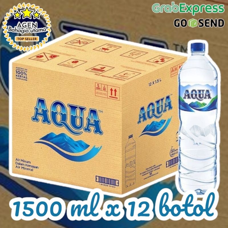 Jual Air mineral | Aqua botol | Aqua 1500ML 1 karton (12 botol) | Shopee Indonesia