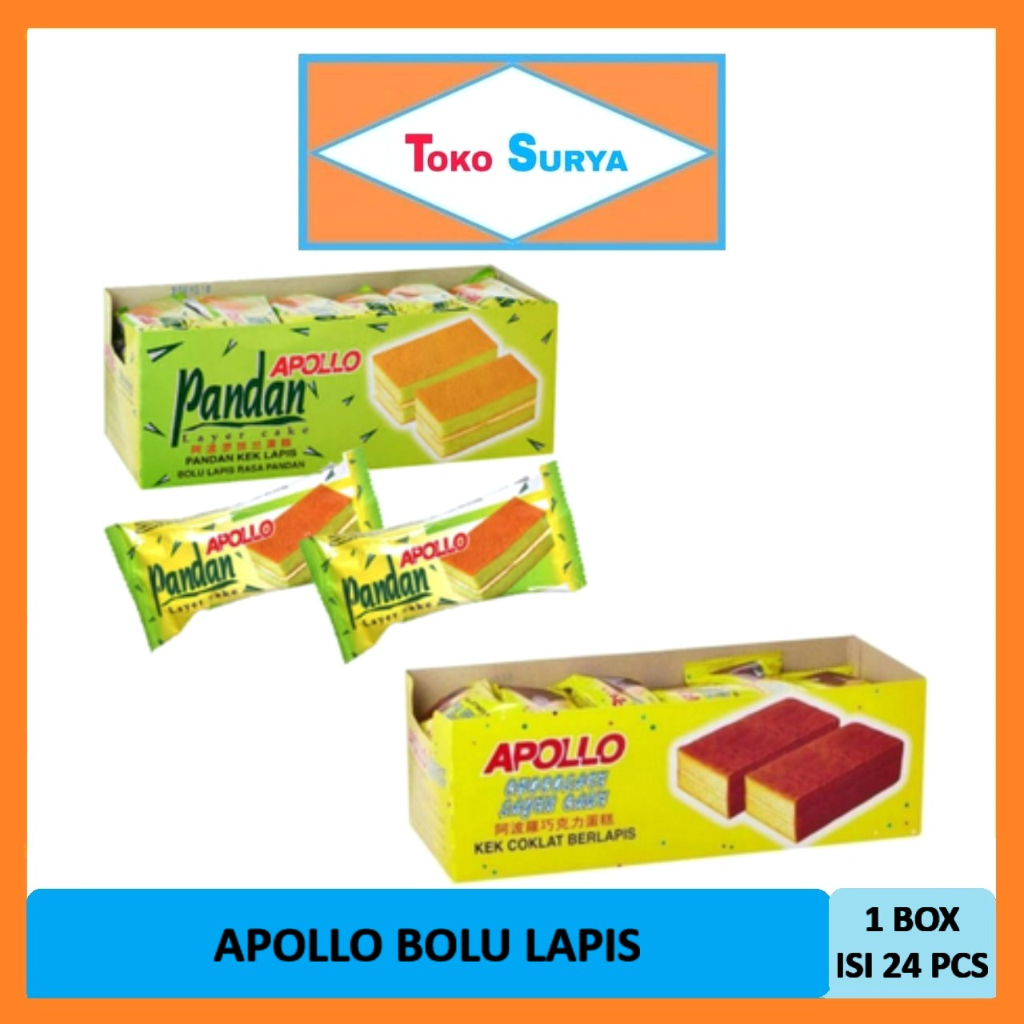 Jual Apollo Pandan/Chocolate Bolu Lapis 24 x 18Gr | Shopee Indonesia