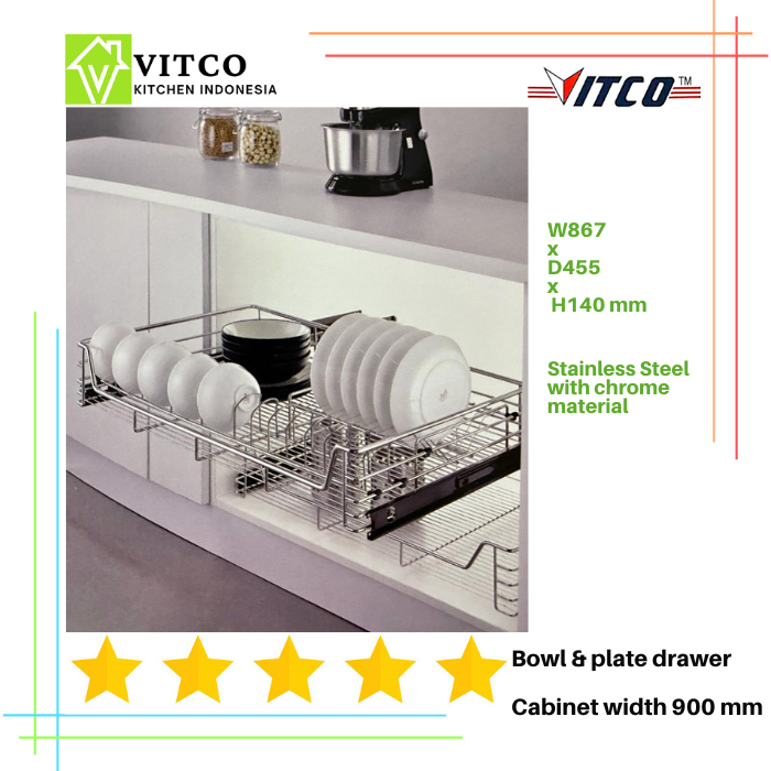 Jual VITCO Bowl & Plate Drawer Pull out 900 mm / Rak Mangkuk & Piring ...