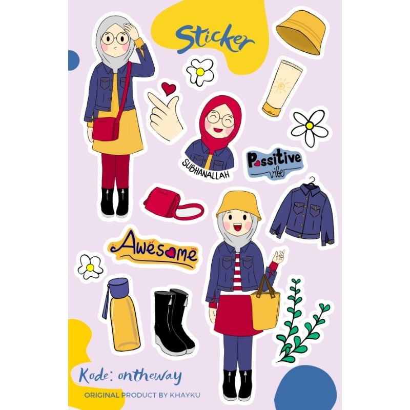 Jual hijab girl shabby aesthetic sticker journaling non cutting ...