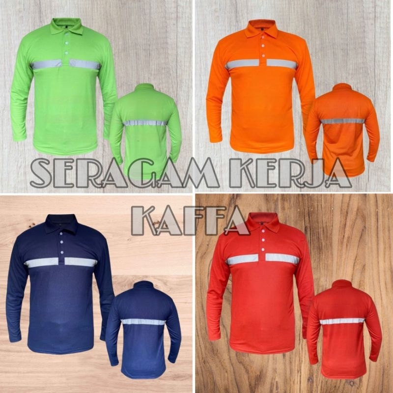 Jual COD Kaos Polo Safety Kerah Lengan panjang Kaos Perusahaan/Pabrik ...
