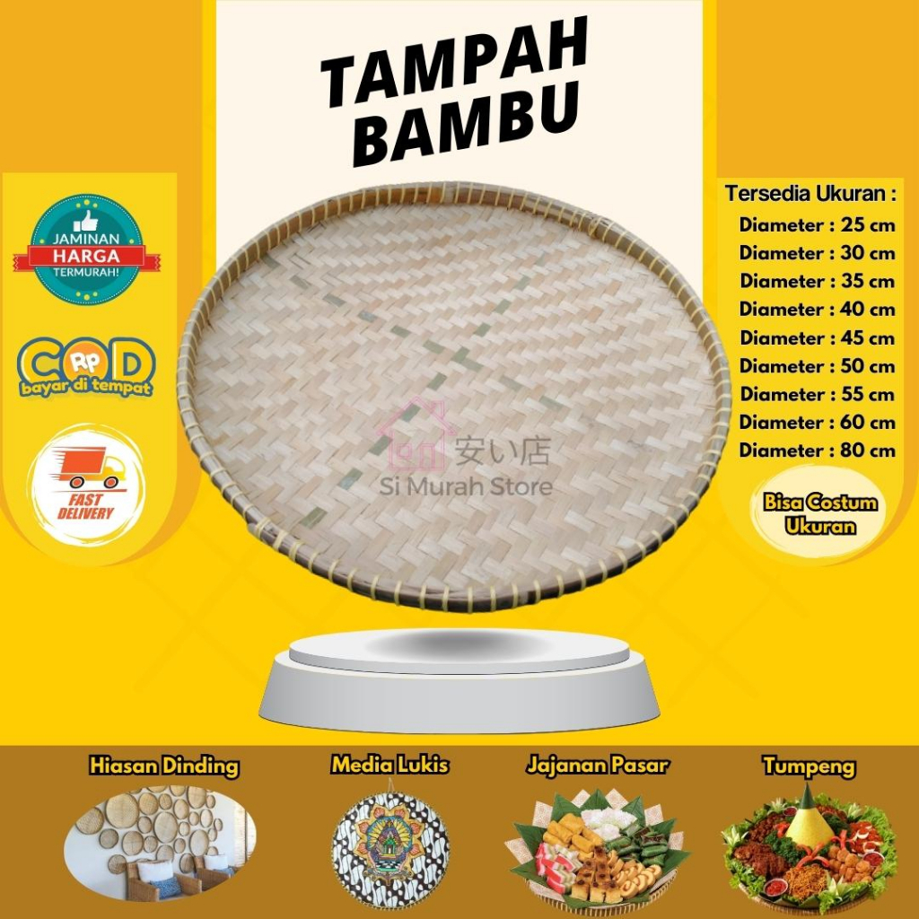 Jual Tampah Bambu Mini 25cm Tampah Nampah Nyiru Bambu Piring Kecil 25cm ...