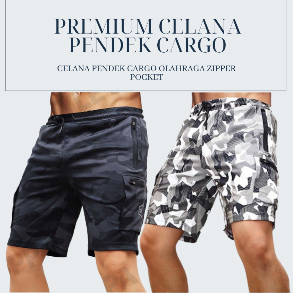 Jual Celana Pendek Cargo Olahraga ZIPPER pocket Gym Training Lari ...