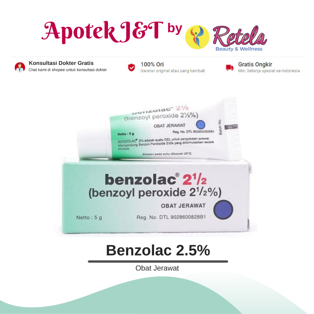 Jual BENZOLAC 2 1/2 O.JERAWAT 5 GR/ ANTI ACNE | Shopee Indonesia