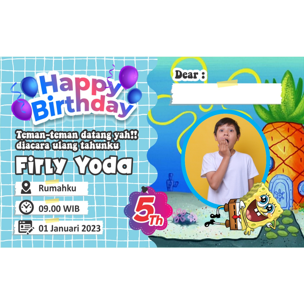 Jual Kartu Undangan Ulang Tahun Anak Free Desain Isi 50 Pcs | Undangan Ultah Anak | Kartu ...