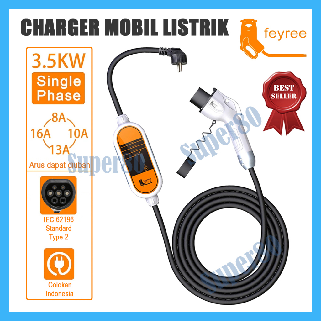 Jual Charger Mobil Listrik Type2 16A 3.5kW IEC 62196 Wuling AirEV Air ...