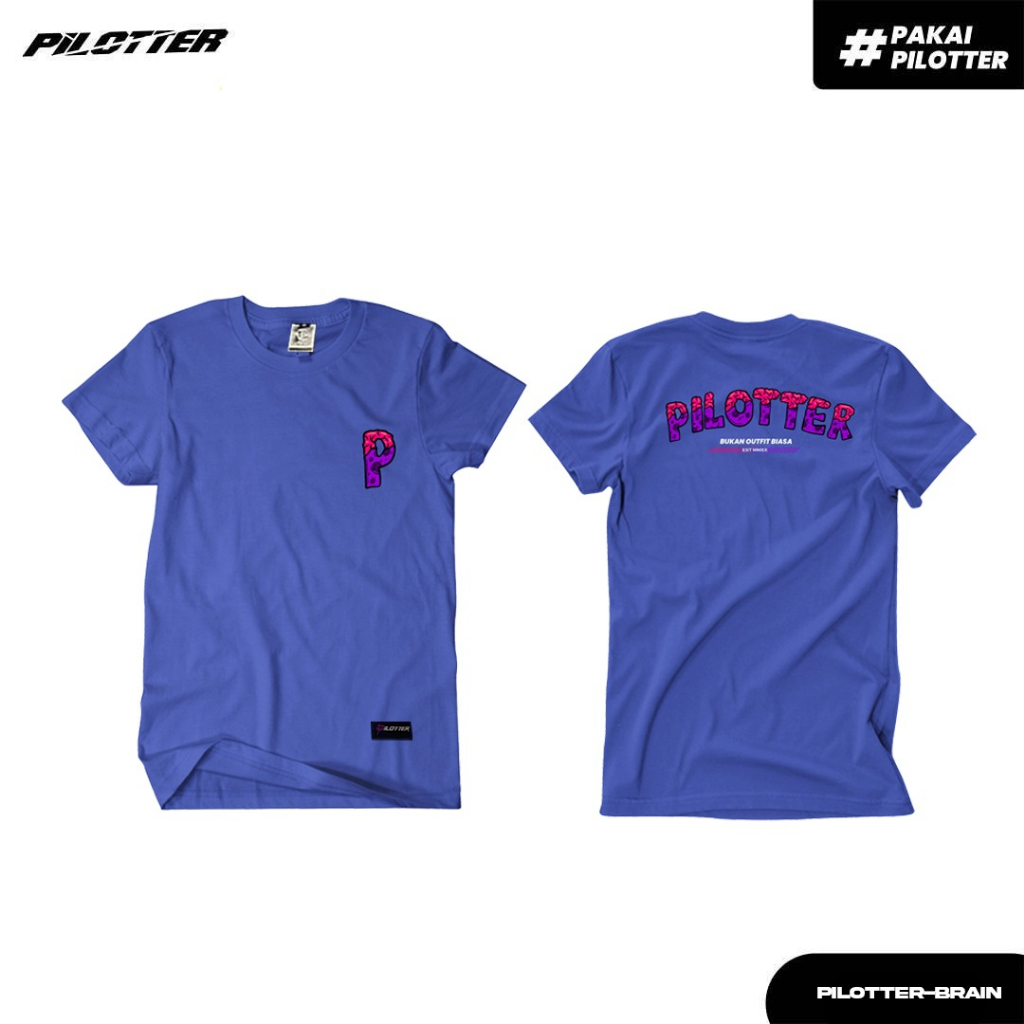 Jual Pilotter Kaos Brain Blue Original Free Sticker | Shopee Indonesia