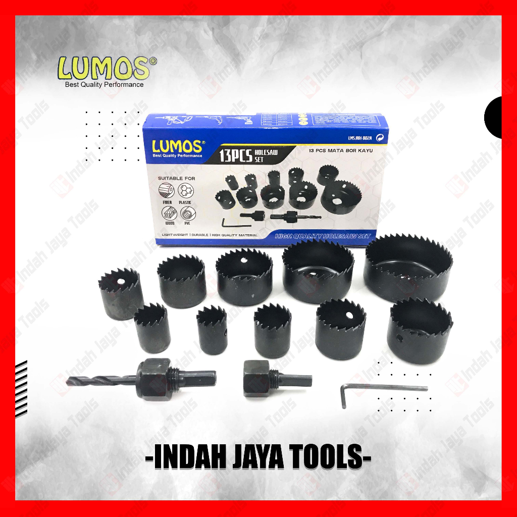 Jual LUMOS Hole Saw Kit 13 Pcs - Holesaw Set Mata Bor Pelubang Kayu ...