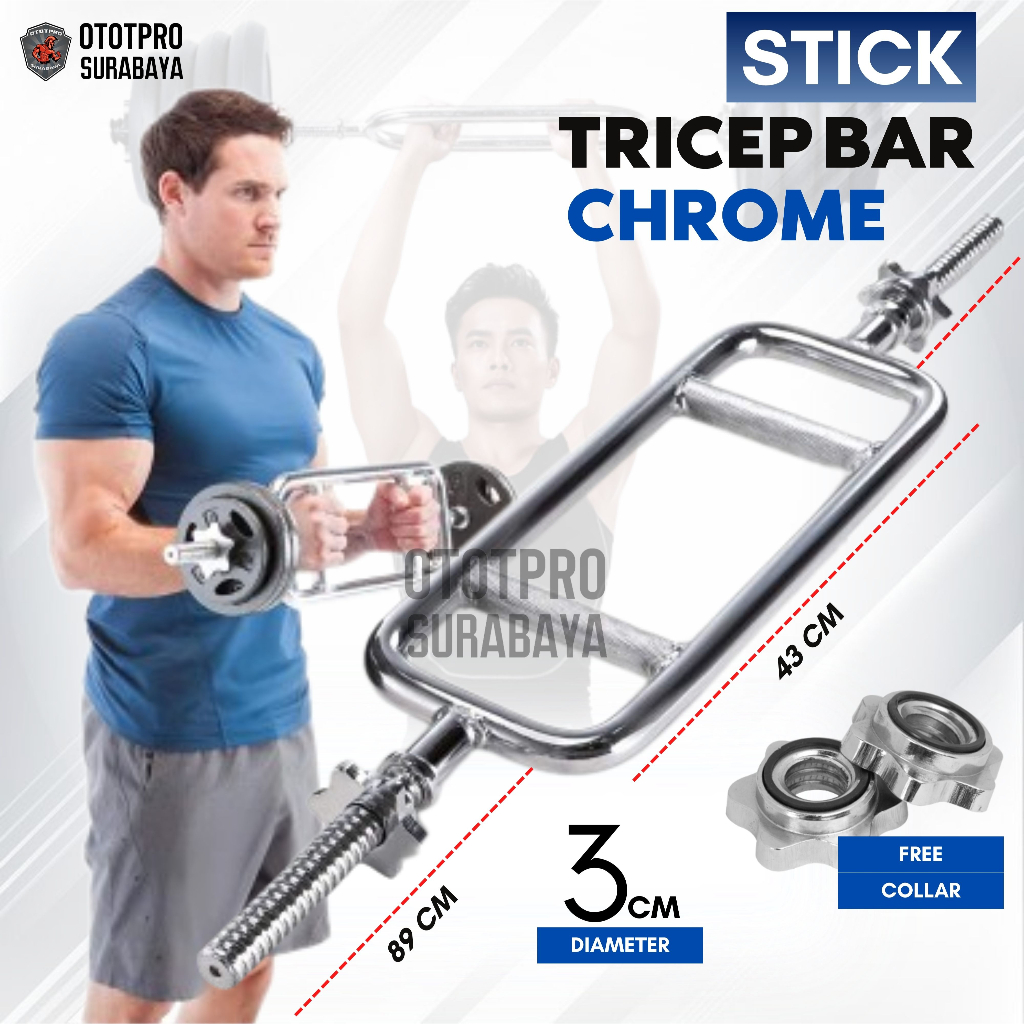 Jual Stick Tricep Bar Chromed /Barbell/Bisep/Tricep/Lengan/Dumbbell/Gym/Fit | Shopee Indonesia