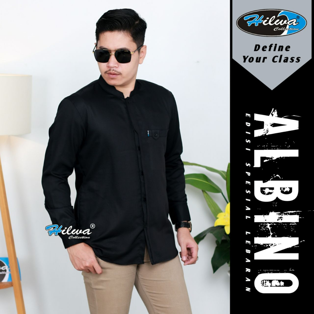 Jual HILWA COLLECTION Kemeja Polos Warna Hitam Pria Lengan Panjang ...