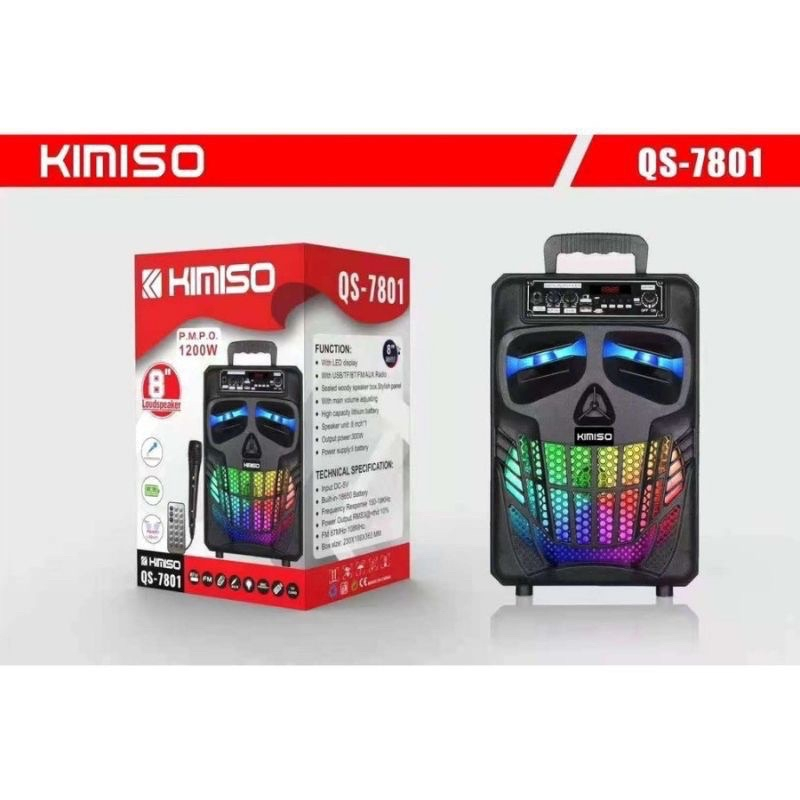 Jual Speaker Bluetooth Wireless Plus Mic Karaoke Kimiso 7801 8inch Led ...