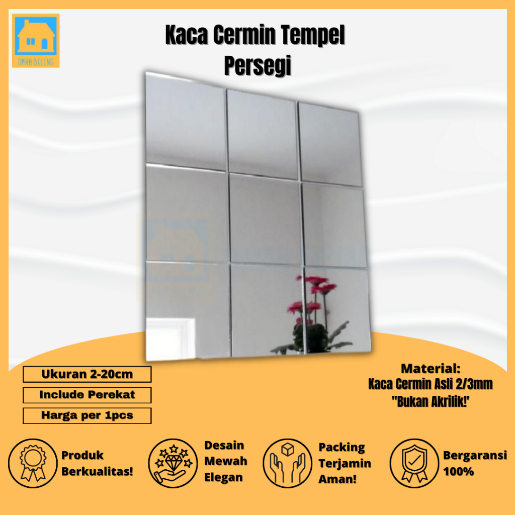 Jual KACA CERMIN RECTANGULAR / CERMIN TEMPEL PERSEGI / KOTAK MIRROR ...