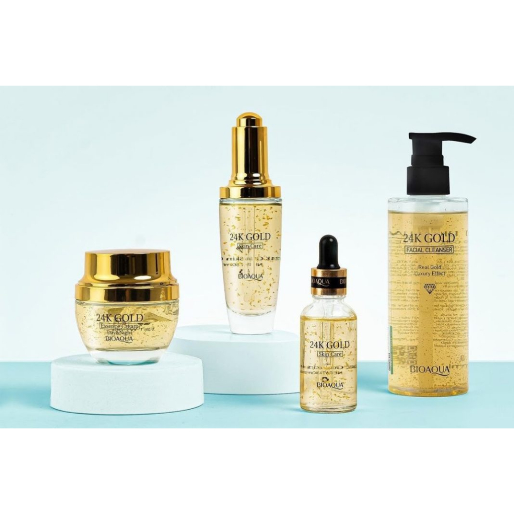 Jual Bioaqua 24K Gold Skin Care Whitening Kit(Serum, Moisturizer, Sheet ...