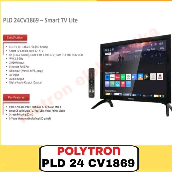 Jual SMART TV POLYTRON 24 INCH GARANSI 5THN SMART TV MURAH POLYTRON 24 ...
