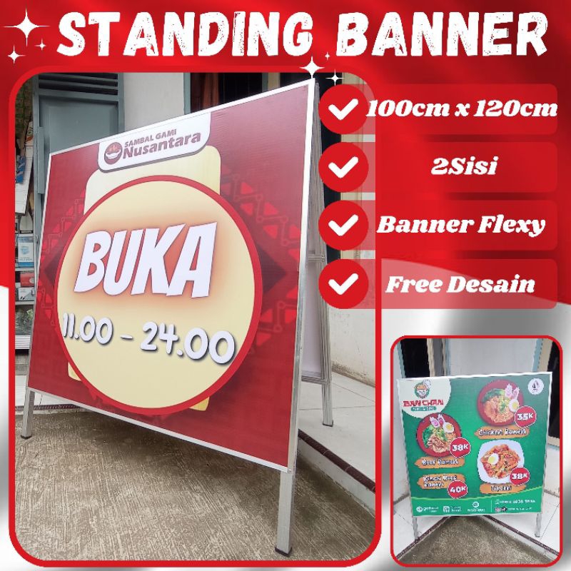 Jual STANDING BANNER 2SISI 100CM X 120CM | Shopee Indonesia