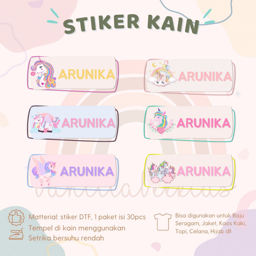 Jual Stiker kain UNICORN Stiker Iron Label Nama DTF | Shopee Indonesia