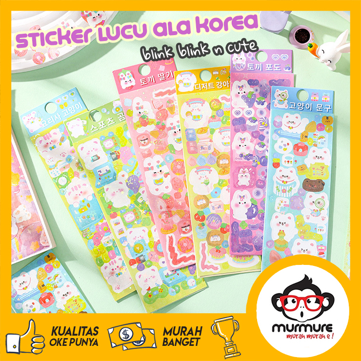 Jual MURMURE | STICKER LUCU ALA KOREA STIKER HIAS DEKOR JURNAL GLITTER ...