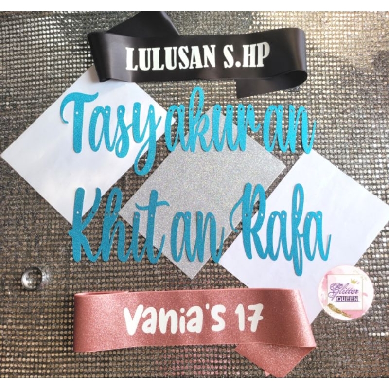 Jual (Besok dikirim)HARGA PER HURUF Custom banner tulisan glitter ulang ...