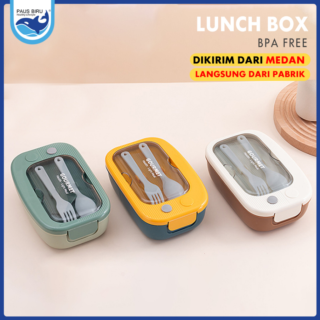 Jual Paus Biru -Lunch Box Kotak Bekal Bento Box Kotak Bekal Tempat Bekal Kotak Makan Free Sendok ...