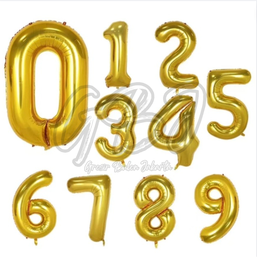 Jual Balon Foil Angka JUMBO - 100cm (Gold, Silver, Rosegold, Hitam ...